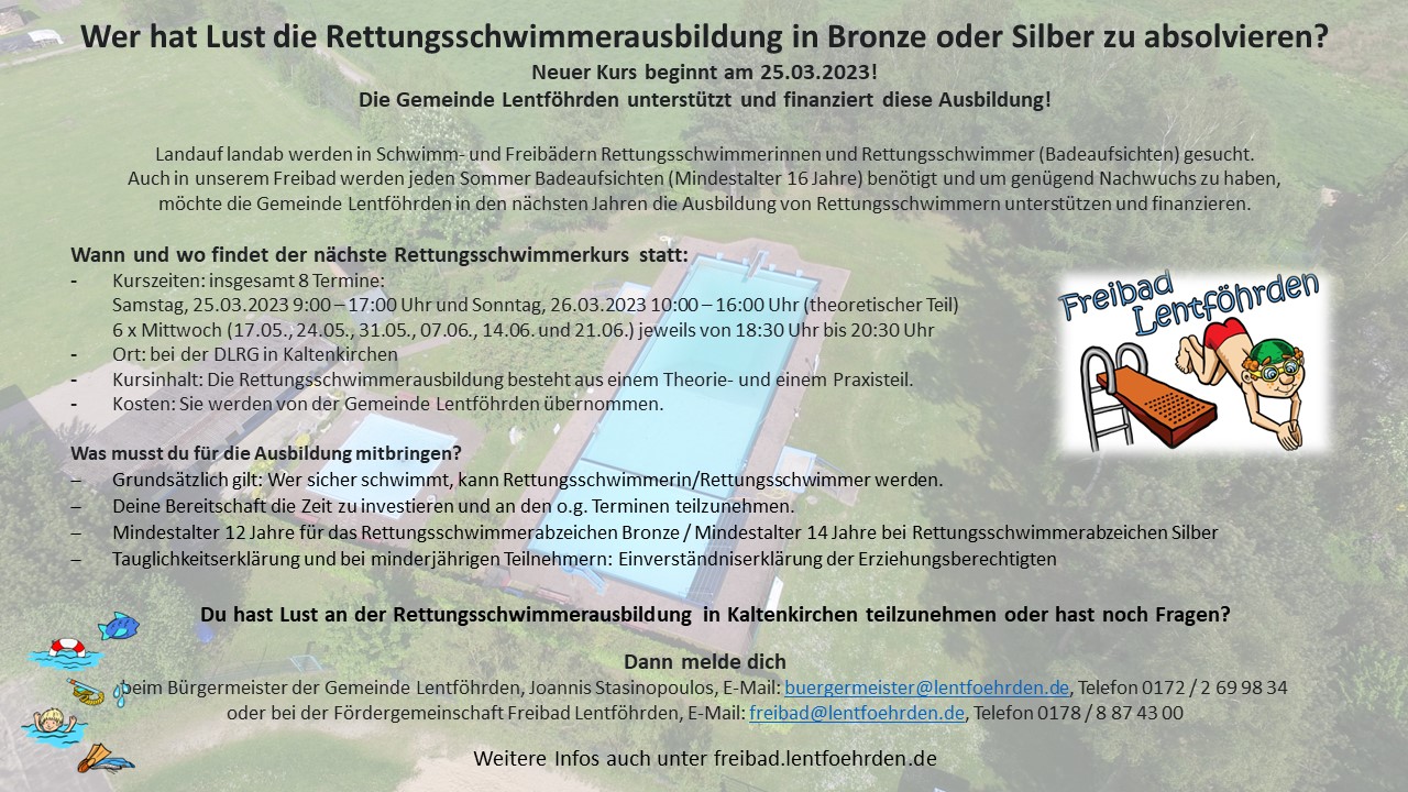 Rettungsschwimmer gesucht – Gemeinde Lentföhrden Rettungsschwimmer gesucht – Gemeinde Lentföhrden